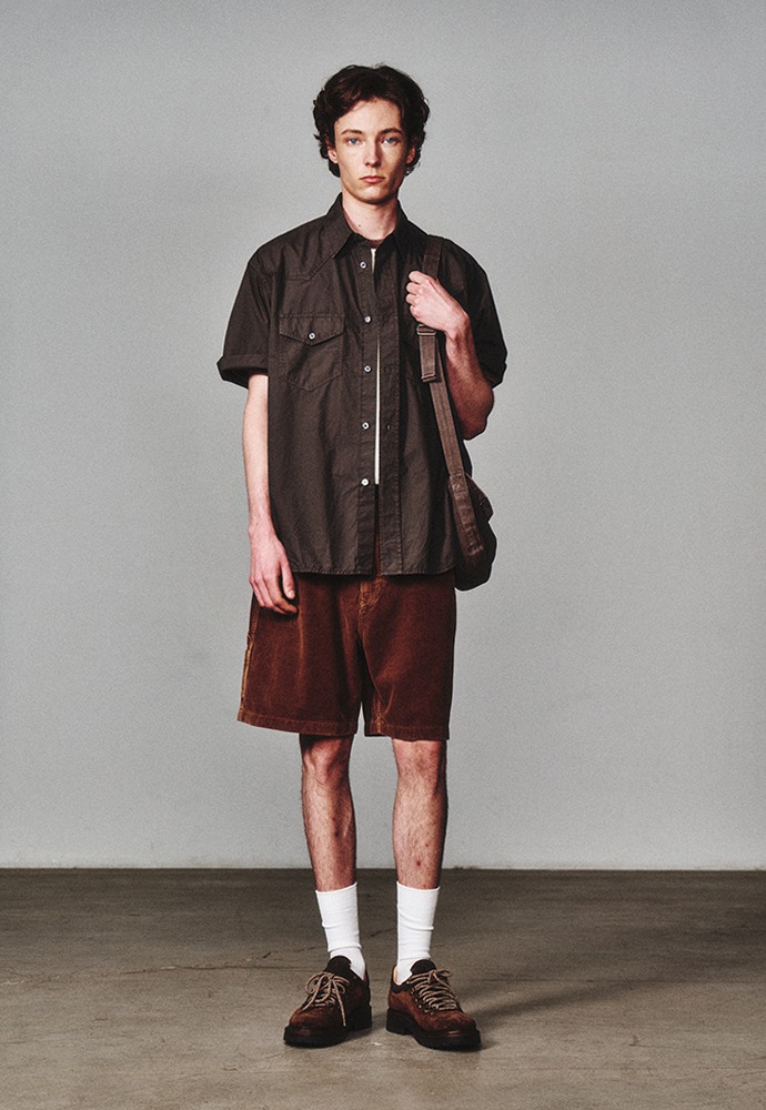 Washed Western Half Shirt_Mud Brown - 아트 이프 액츠