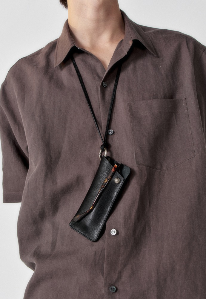 Fine Washed Linen Half Shirt_Mud - 아트 이프 액츠