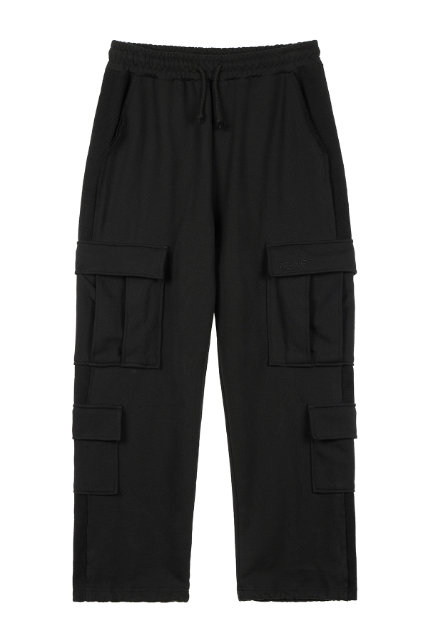 STRING CARGO SWEAT PANTS IN BLACK | DEINET