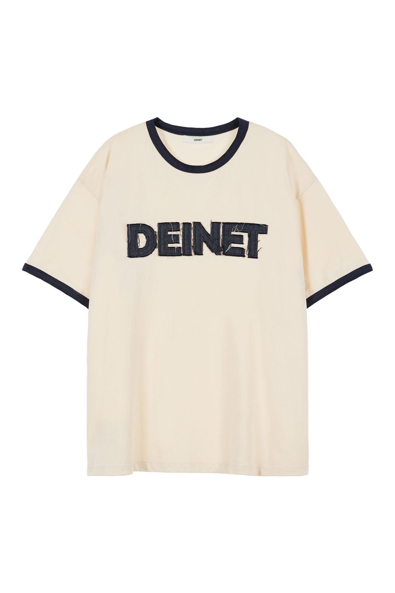 DEINET OVERFIT LOGO RINGER T-SHIRTS IN CREAM | DEINET