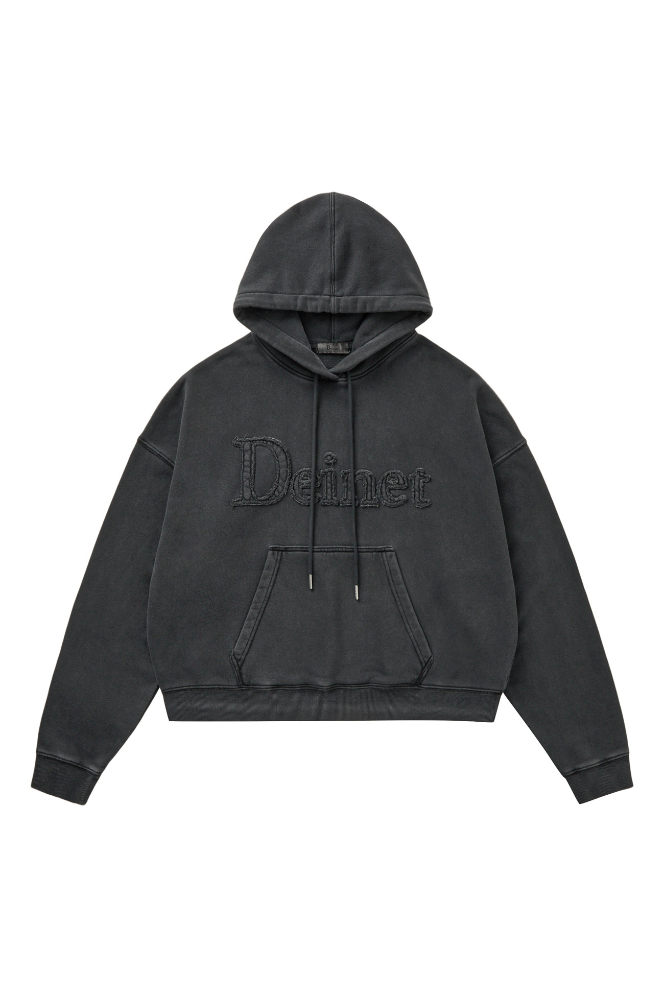 MUDDY PATCH LOGO CROP HOODIE IN CHARCOAL | DEINET