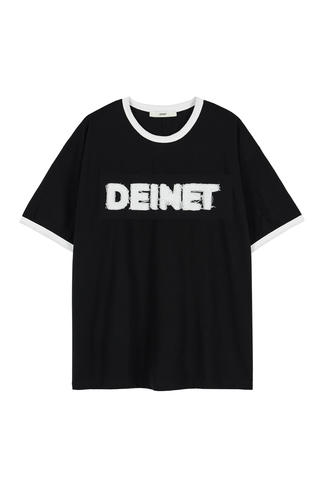 DEINET OVERFIT LOGO RINGER T-SHIRTS IN BLACK | DEINET