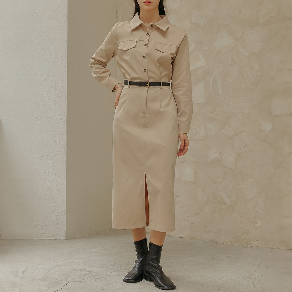 [COMMON UNIQUE / コモンユニーク] シャツワンピースベルトSET