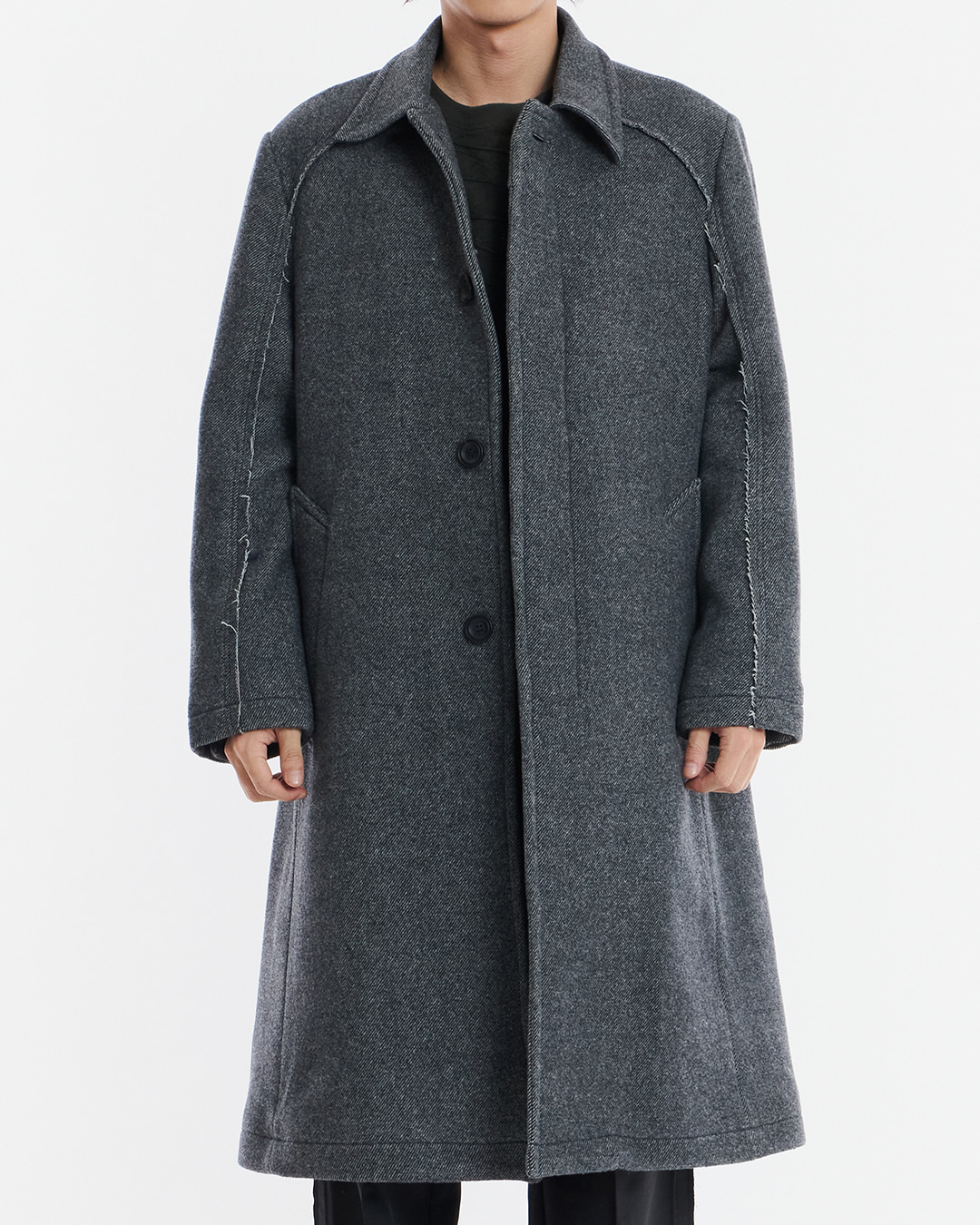 RAW EDGE CUT SINGLE COAT / CHARCOAL - FR8IGHT