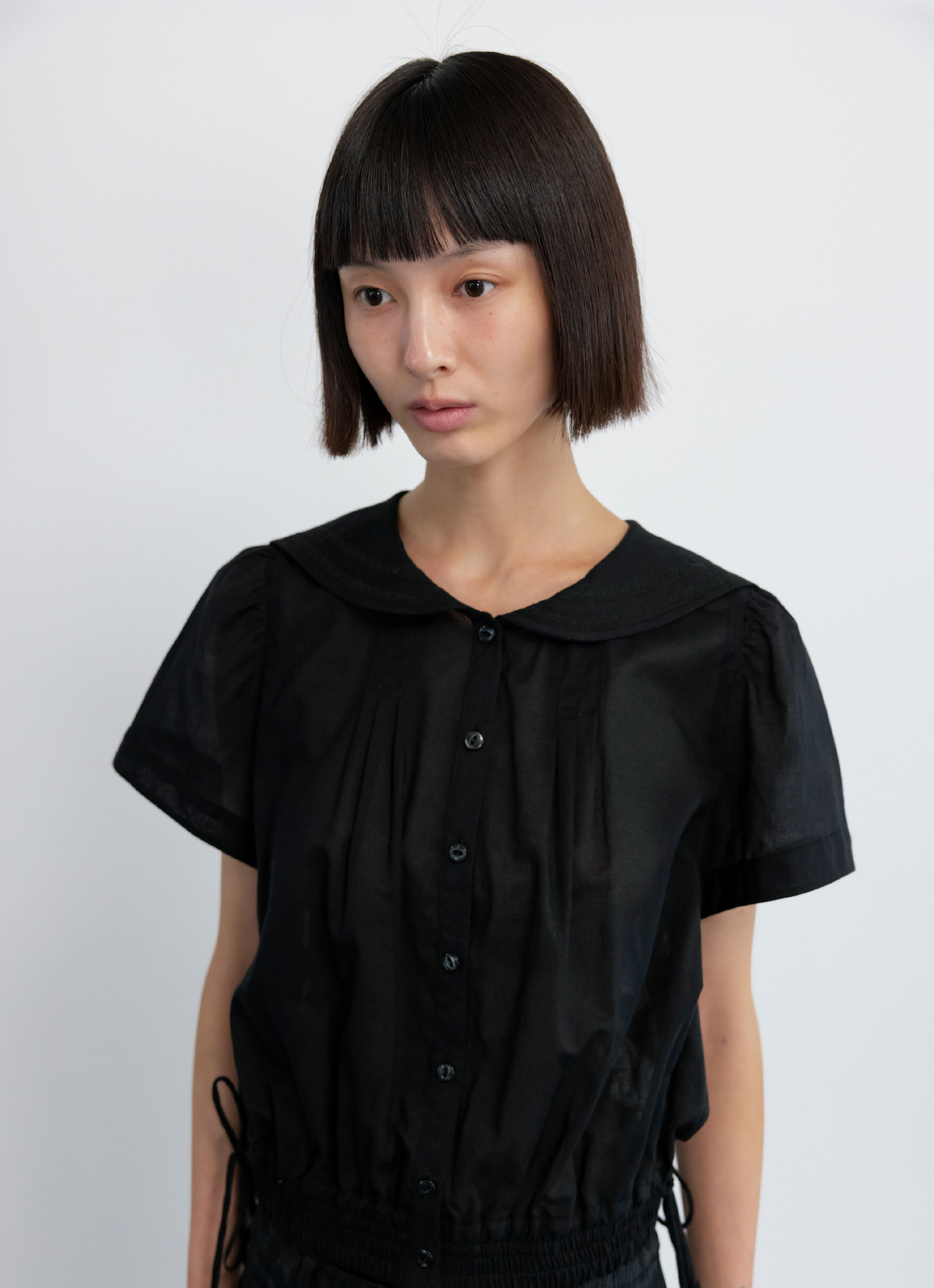 25SS SHEER COTTON SAILOR SHIRT / BLACK - LIFESTYLE BRAND GBH