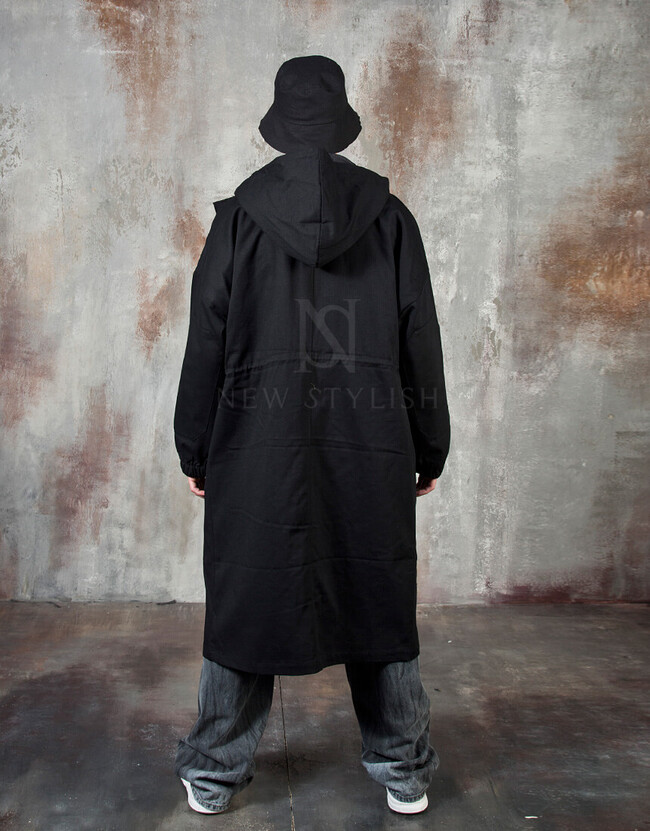 Hooded long quilted padded lining field jacket
