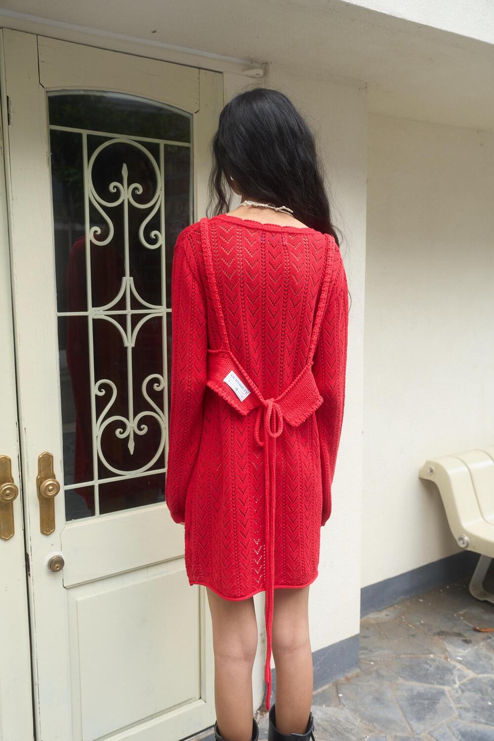 Tape Knit Bustier / Red - 아우어솔티 | oursaalty