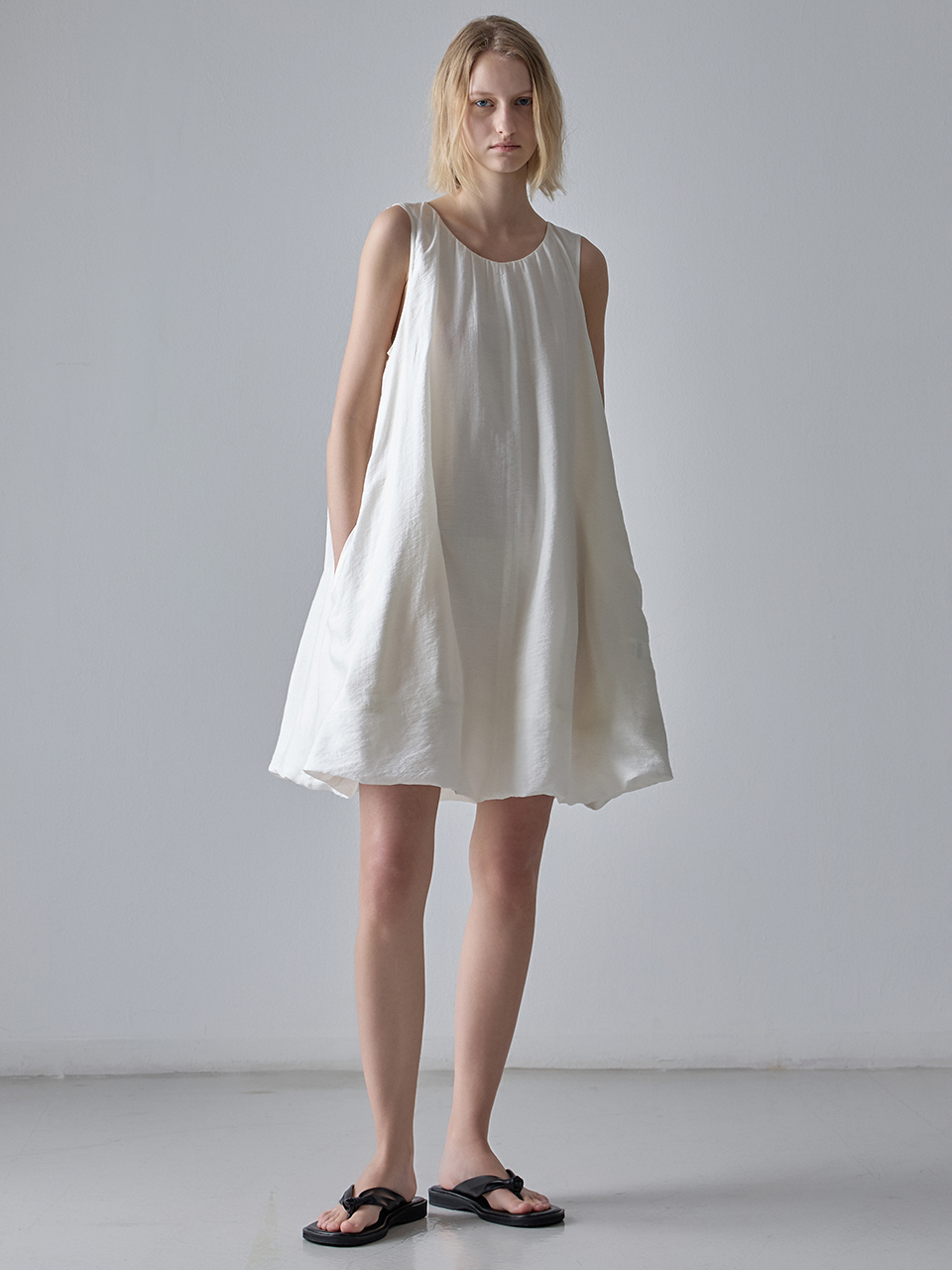 Balloon Mini Dress_ivory - FACADE PATTERN
