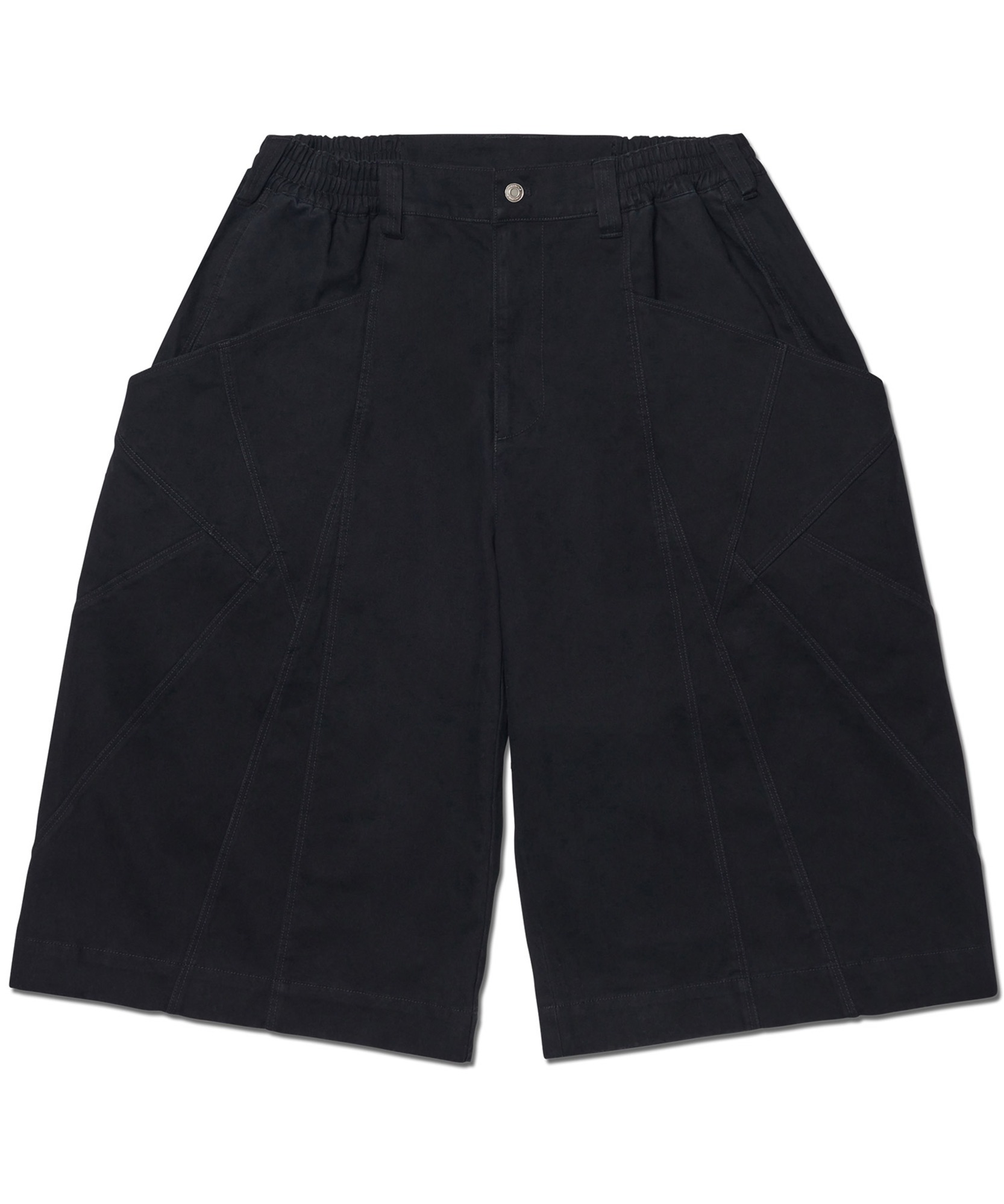 DIAGONAL POCKET BERMUDA PANTS - WASHED BLACK