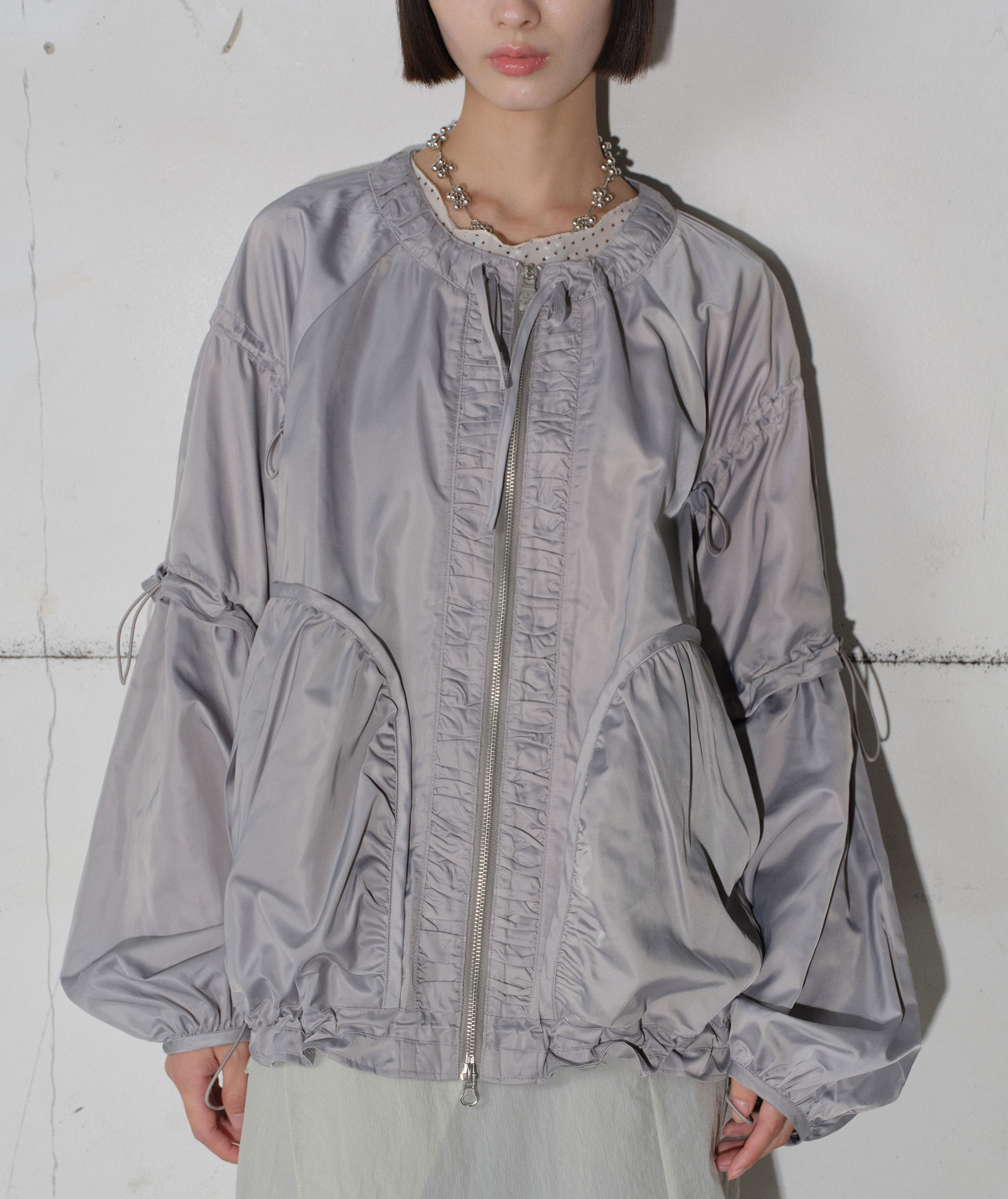 Glossy Shirring Jacket [Gray] - 타입서비스