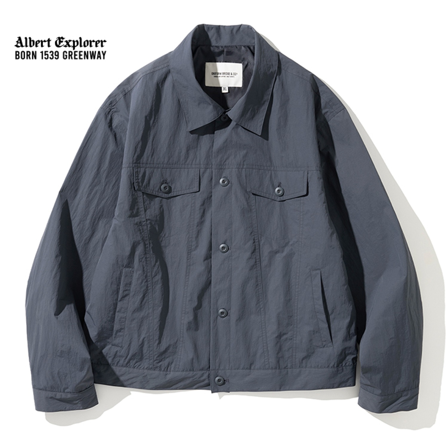 type-3 nylon trucker blouson dusty blue - UNIFORM BRIDGE