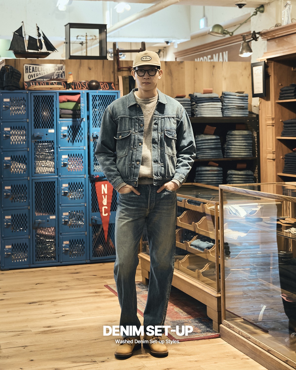 DAILY LOOK : WASHED DENIM DENIM SET-UP STYLES. - MODE MAN