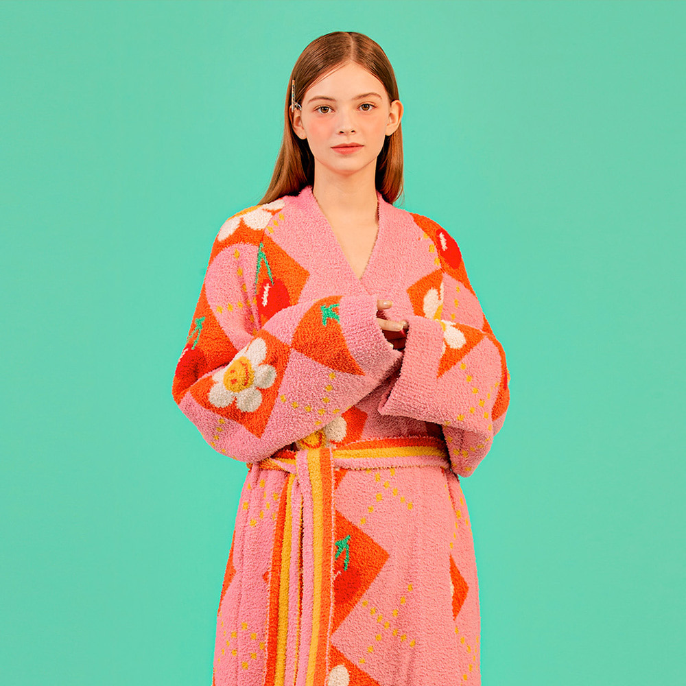 라운지 로브 - Smile Cherry Argyle - wiggle wiggle